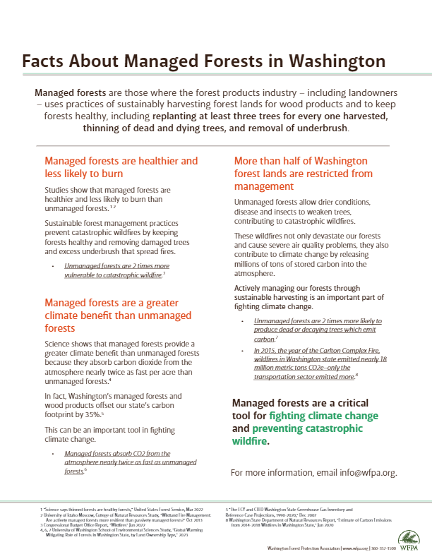 One Page Issue Papers and Data – Washington Forest Protection Association